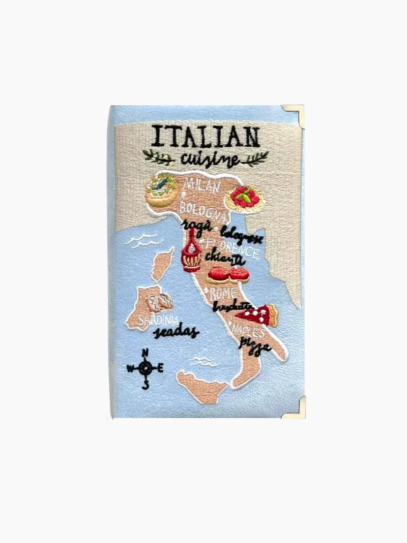 Italian Map Embroidered Clutch | The Go-To